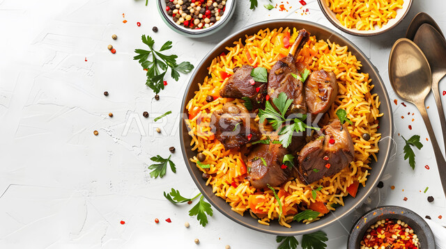 A plate of kabsa rice, delicious healthy food recipes, a plate of ...
