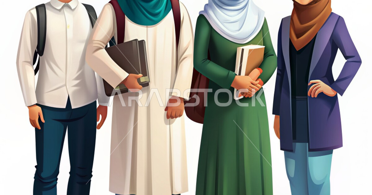 الوقوف باستقامة والنظر إلى الكاميرا بإيماءات البهجة والسرور، رسوم ...