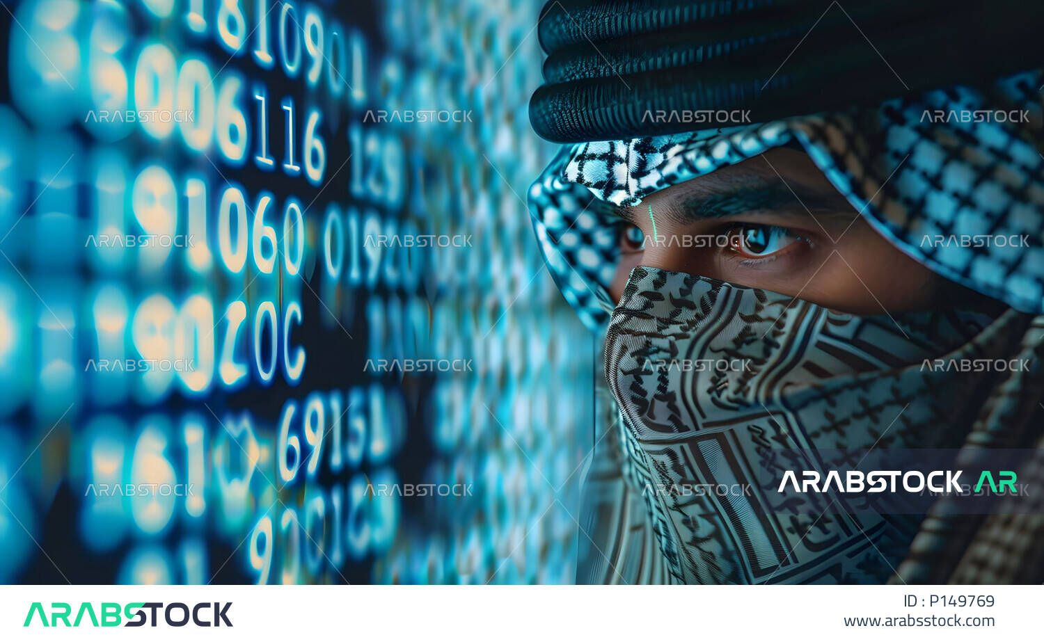 The advancement of modern technology and technology, a hacker wearing a ...