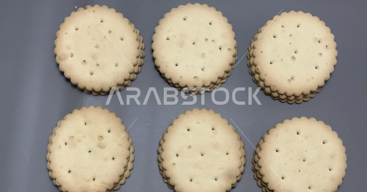 A light snack of salty and sweet biscuits, fresh local national baked ...