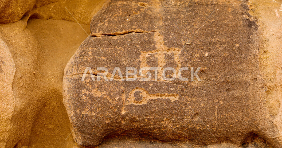 Rock drawings and writings, inscriptions from the Nabataean, Lihyanite ...