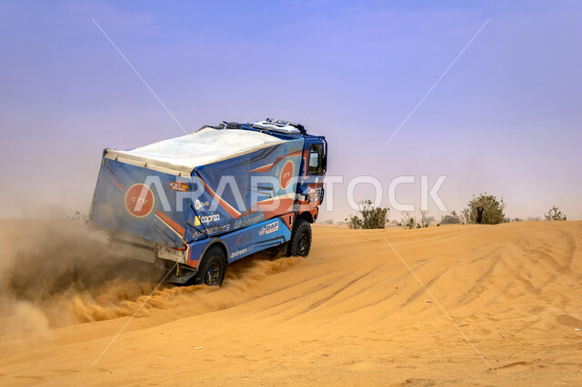 The Dakar Rally event in the Kingdom of Saudi Arabia, tracks on sand ...