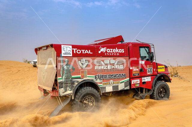 Tracks on sand dunes, the Dakar Rally event in the Kingdom of Saudi ...