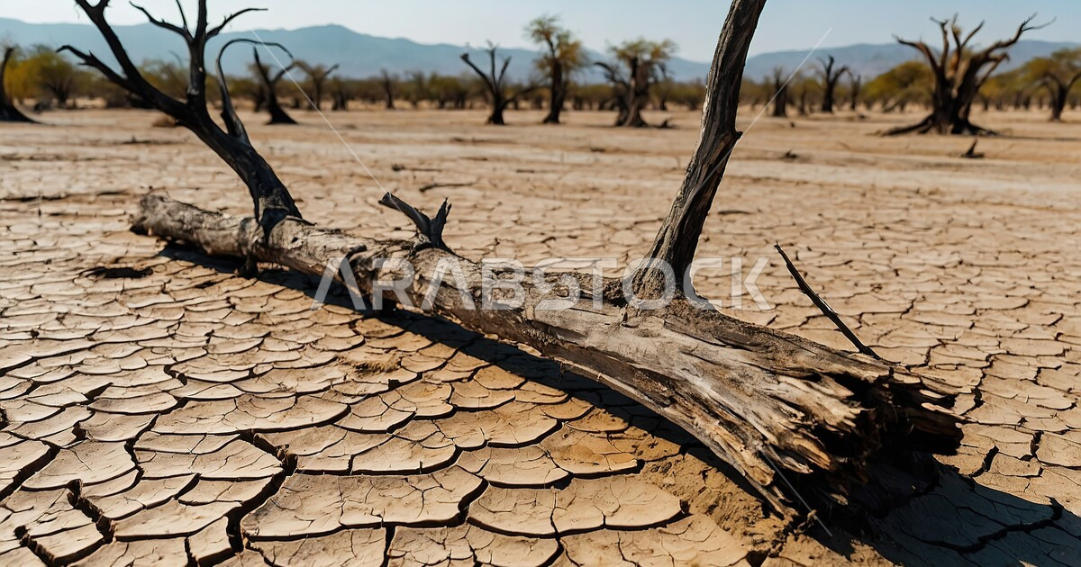 Consequences of natural disasters and earthquakes, dry desert areas ...