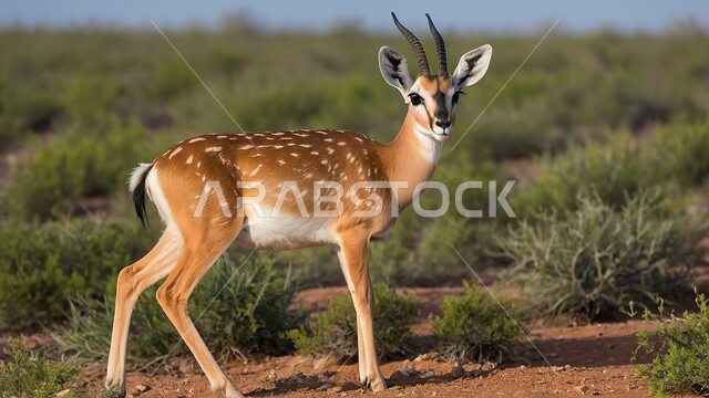 One of the types of wild antelope, the Arabian oryx in one of the ...