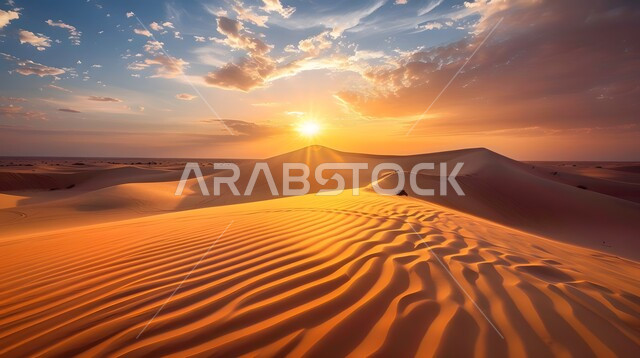 Dry and harsh desert climate, hills and sand dunes, view of the sky ...