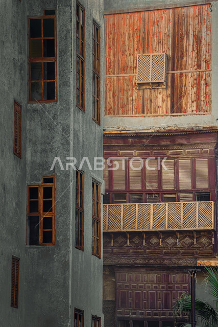 The old Rawashin in the historic city of Jeddah, with an ancient Arab ...