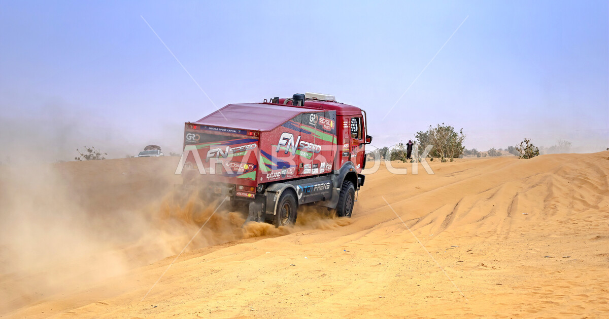 The Dakar Rally event in the Kingdom of Saudi Arabia, tracks on sand ...