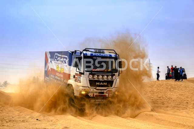 The Dakar Rally event in the Kingdom of Saudi Arabia, tracks on sand ...