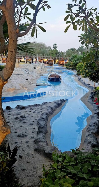 laThe water pond in Al-Watan Park in the city of Riyadh, the famous ...