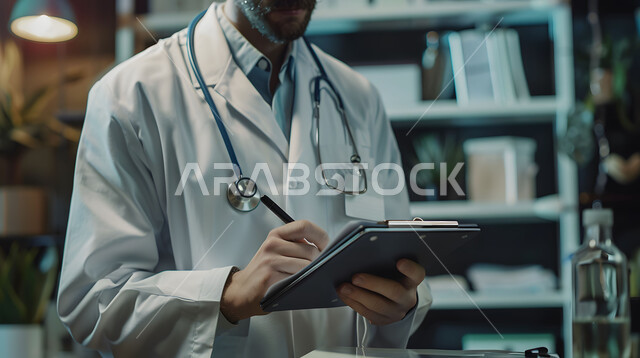 Recording and recording patient information and files, a close-up photo ...