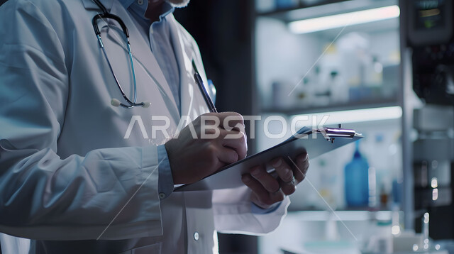 Recording and recording patient information and files, a close-up photo ...