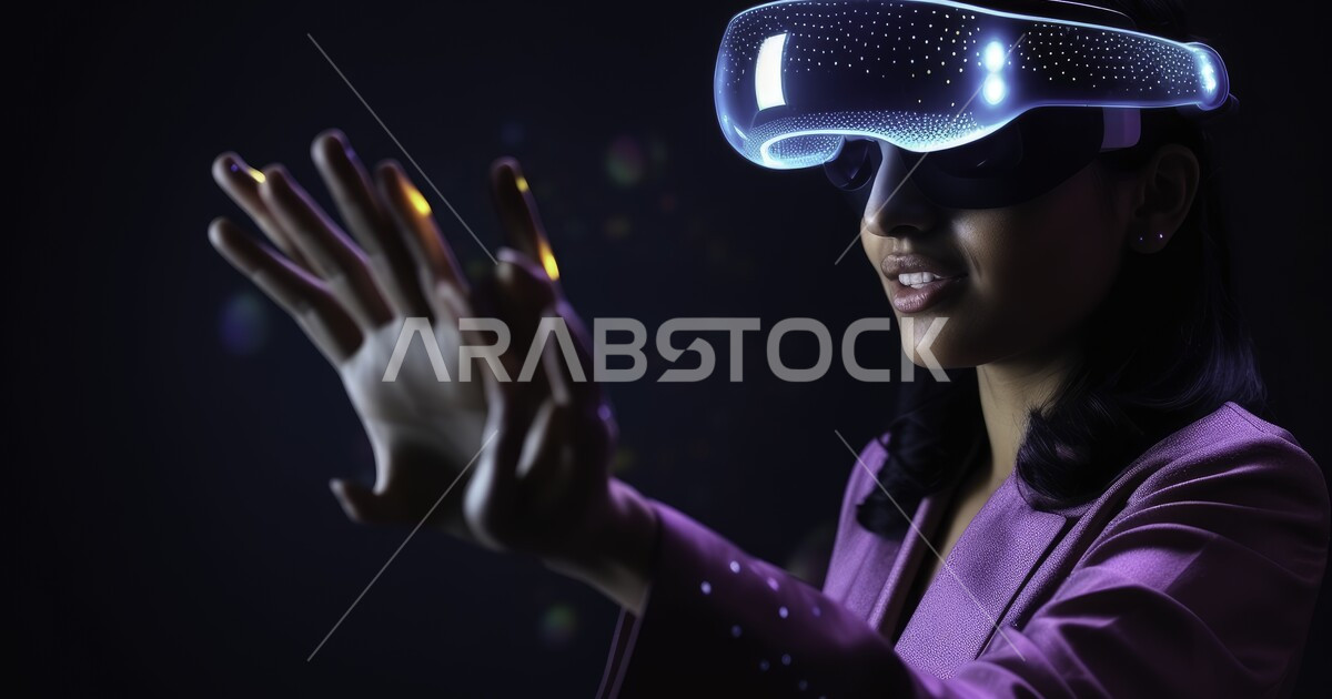 Using the sense of touch and moving the hands, merging with virtual reality, modern and advanced ...