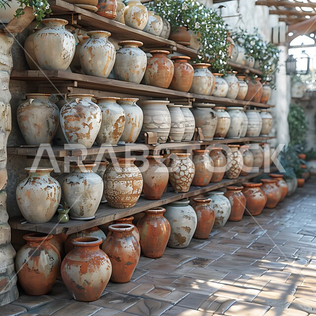 A store selling pottery utensils in a traditional popular market in the ...