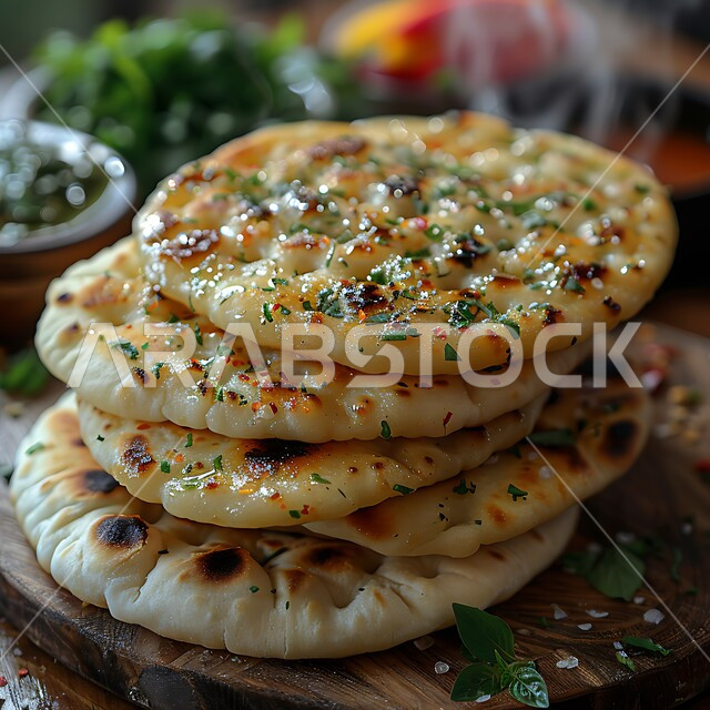 Fresh hot baked goods, local Saudi national products, loaves of ...