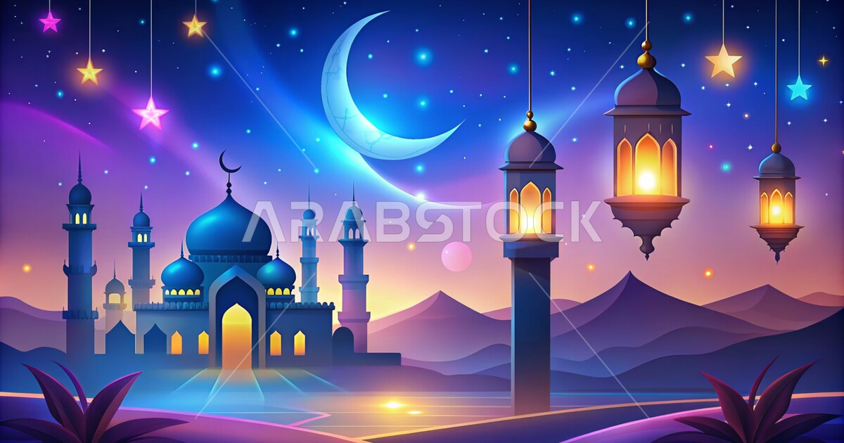 Performing religious duties and prayers, decorations and lanterns to ...