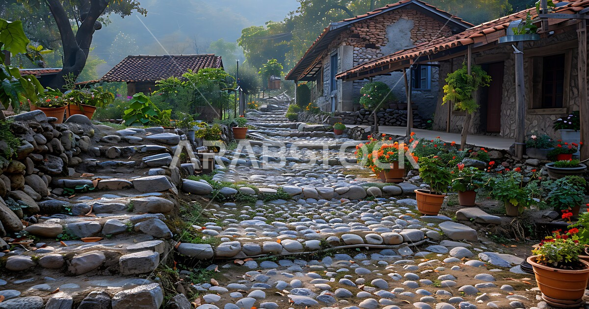 Houses and buildings made of stone, villages and historical and ...
