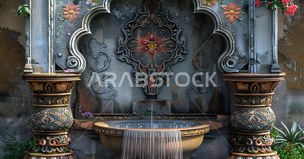 Courtyard of an antique, heritage house in the Kingdom of Saudi Arabia ...