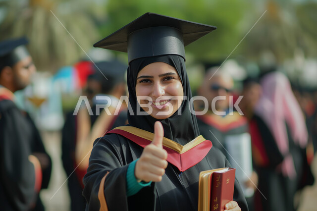 Celebrations of achieving the dream of success at the university, a ...