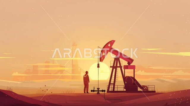Cartoon drawings of a Saudi Gulf Arab engineer wearing a protective ...