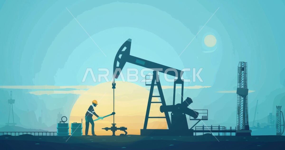 رسوم كرتونية لمهندس عربي خليجي سعودي يرتدي خوذة الوقاية، اعتماد ...