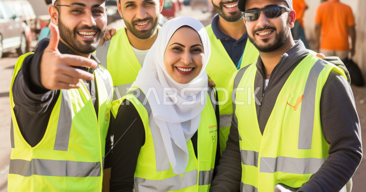 Saudi professions and jobs, looking at the camera with happy gestures ...