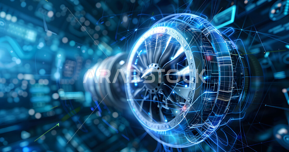 Huge electronic devices and machines, a three-dimensional illustration ...