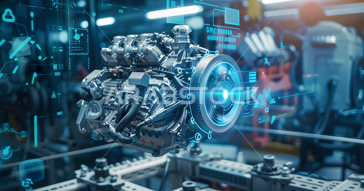 Three-dimensional holographic diagrams of the prototype of a car engine ...