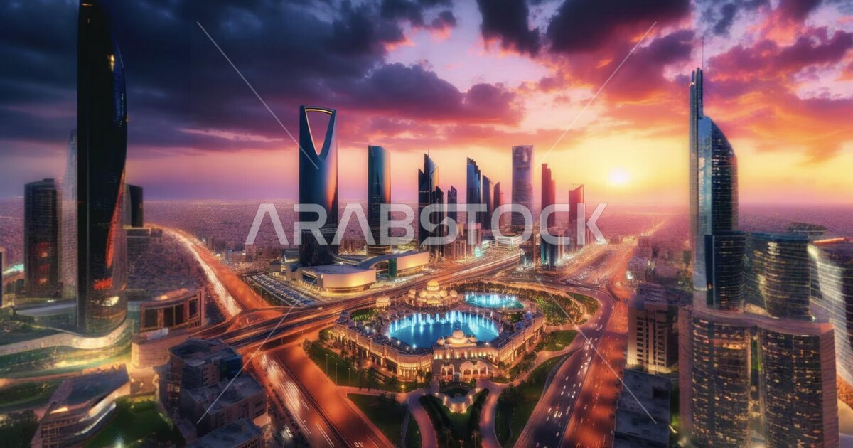 Future Saudi Vision 2030, an aerial photo of the towers and skyscrapers ...