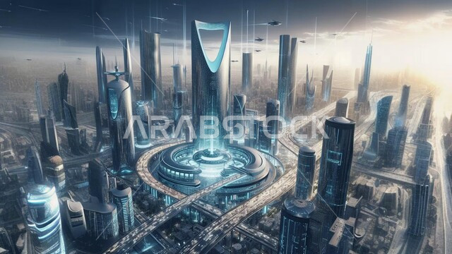 Background of the towers and skyscrapers in the city of Riyadh in Saudi ...