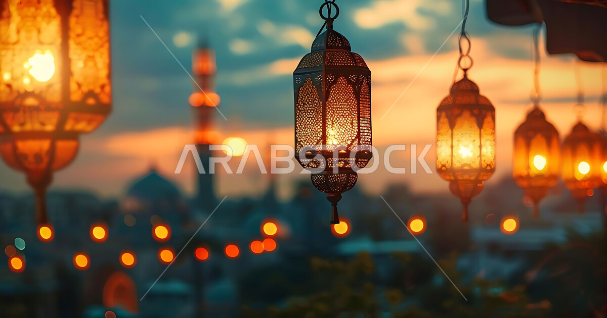 Geometric art in the ancient Arab style of designing metal lamps in the ...