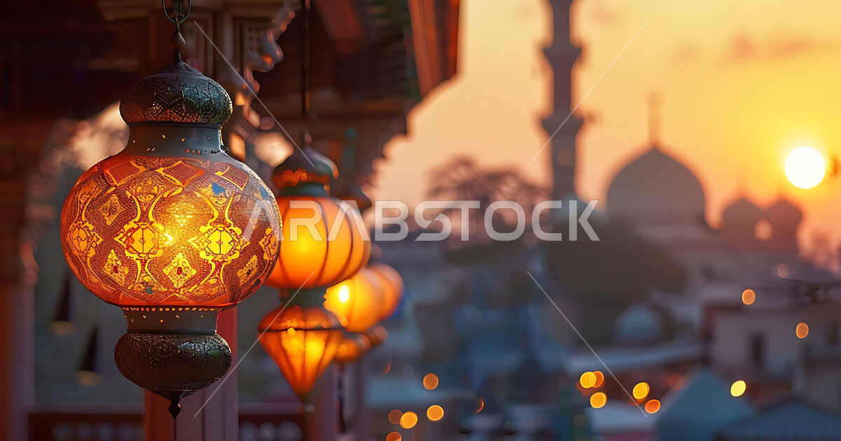 Geometric art in the ancient Arab style of designing metal lamps in the ...