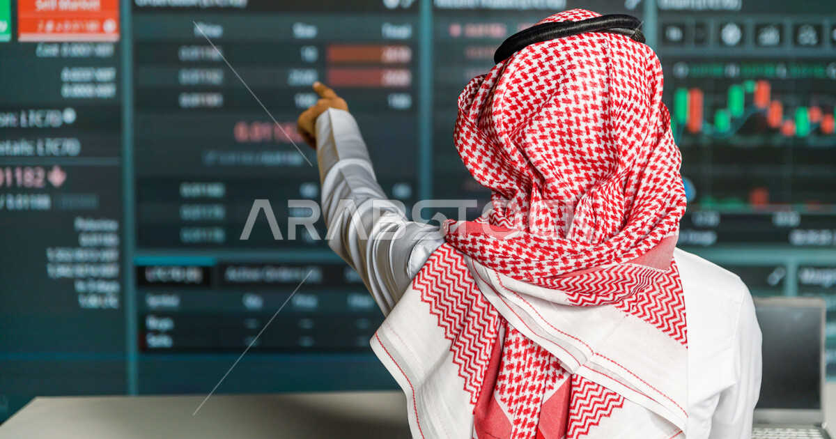 A Saudi Arabian Gulf man works in the digital analytics department, who ...