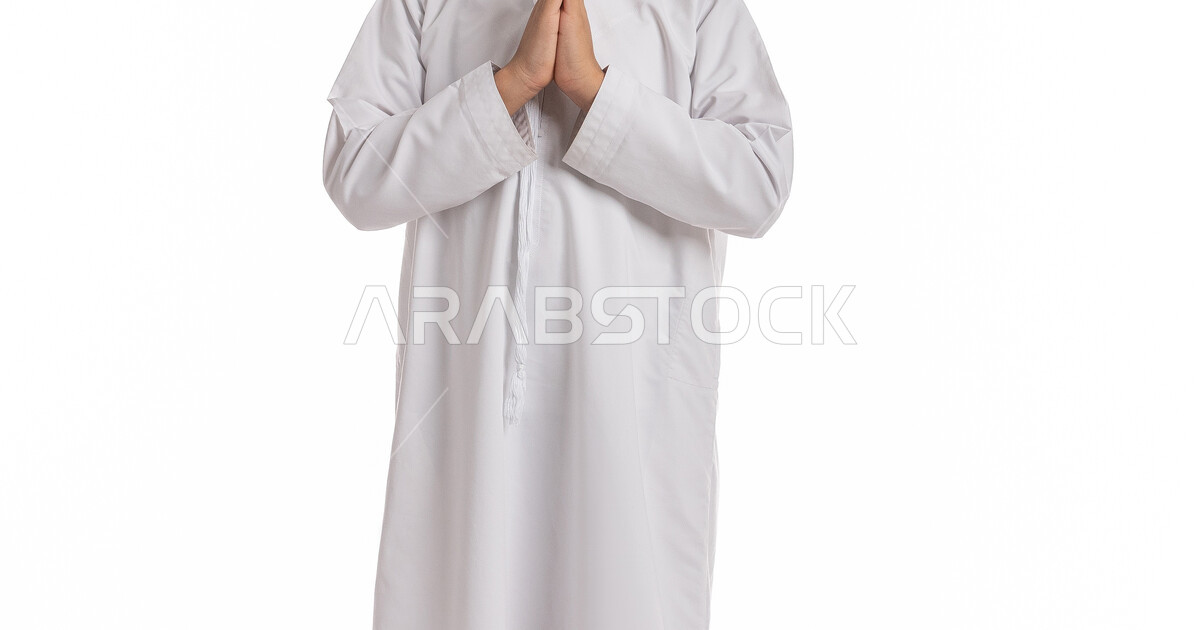 A Saudi boy asking for permission and asking for something, a hand ...