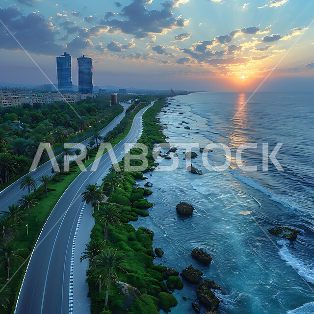 Landscapes in coastal cities, view of the waterfront in the city of ...