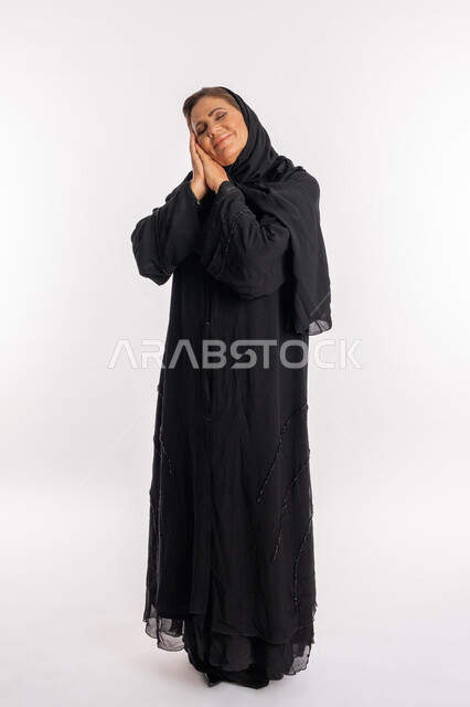 Sleepiness, fatigue and exhaustion, staying up late at night, a smiling ...