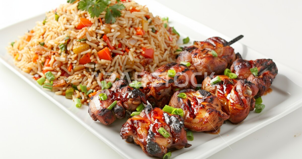 Grilled pieces of meat with delicious Gulf spices and flavours, popular ...