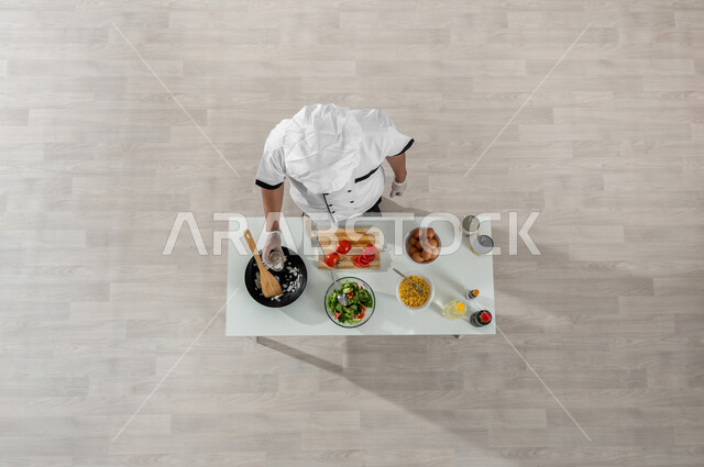 Cooking arts and skills, a vertical portrait of a Saudi Arabian Gulf ...