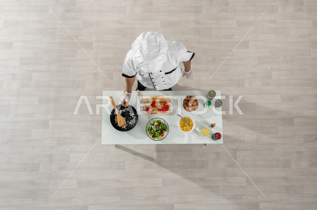 Culinary arts and skills, a vertical portrait of a Saudi Arabian Gulf ...
