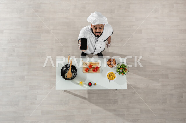 Preparing and preparing a healthy meal, a vertical portrait of a ...