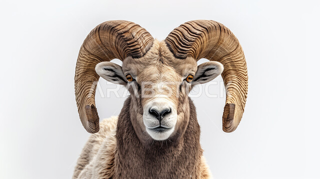 Herding sheep in the Kingdom of Saudi Arabia, close-up of a sheep with ...