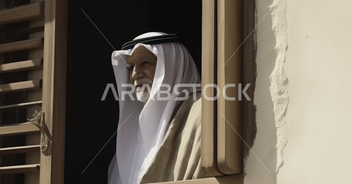 Founding Day of the Kingdom 1727 AD, Saudi folk costumes, an elderly ...