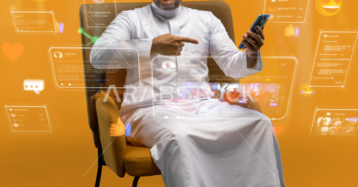 Browsing social media, using modern technology, a Saudi Arabian Gulf ...