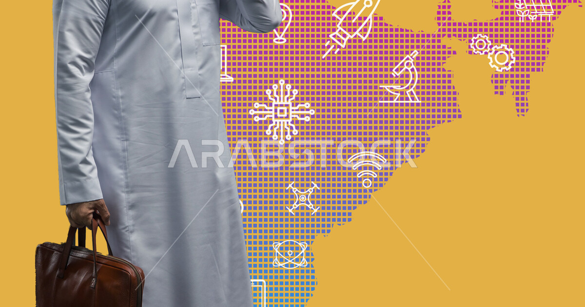 ايقونات التقنيه والتكنولوجيا الحديثه على خلفيه ملونه، خدمات الاتصال والتجوال الدولي، السفر في ...