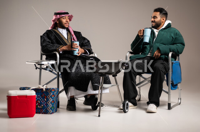 Enjoying hot drinks with friends, a fun youth barbecue party, a ...