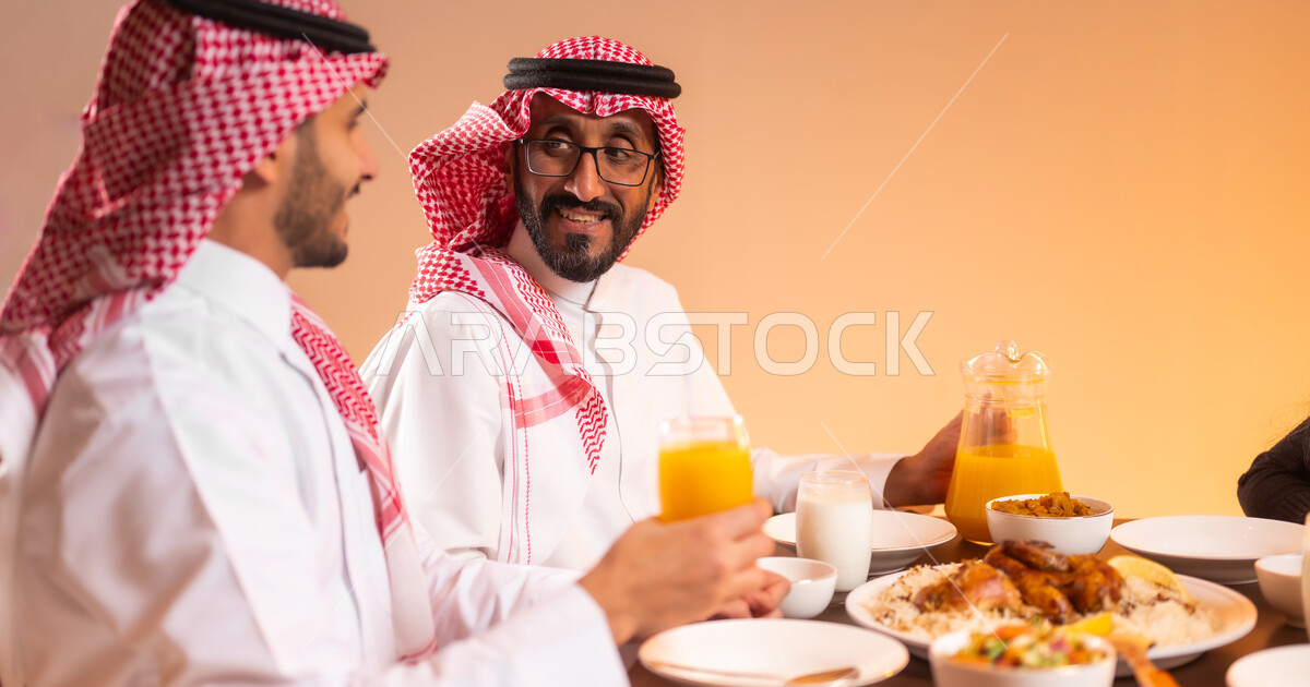 The pleasure of eating with friends and family, a close-up portrait of ...