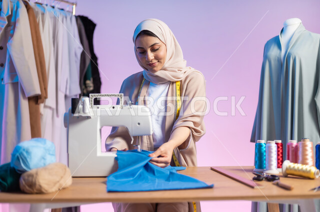 Clothes design skill, crafts and crafts in Saudi Arabia, close-up ...