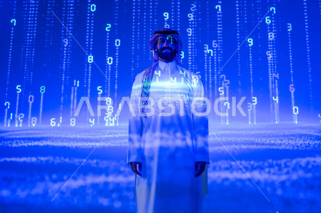 Using advanced codes and algorithms, a smiling Saudi Gulf Arab young ...