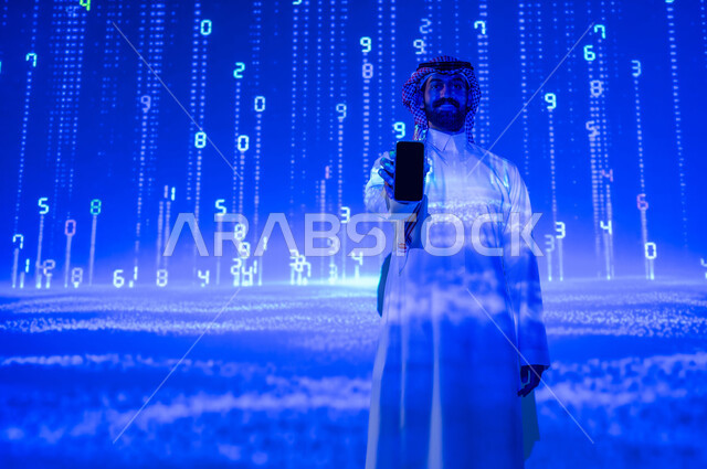 Using advanced codes and algorithms, a smiling Saudi Gulf Arab young ...