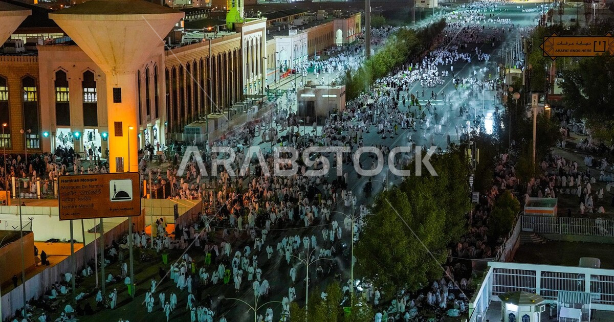 Performing Hajj and Umrah rituals, a picture from above of the arrival ...